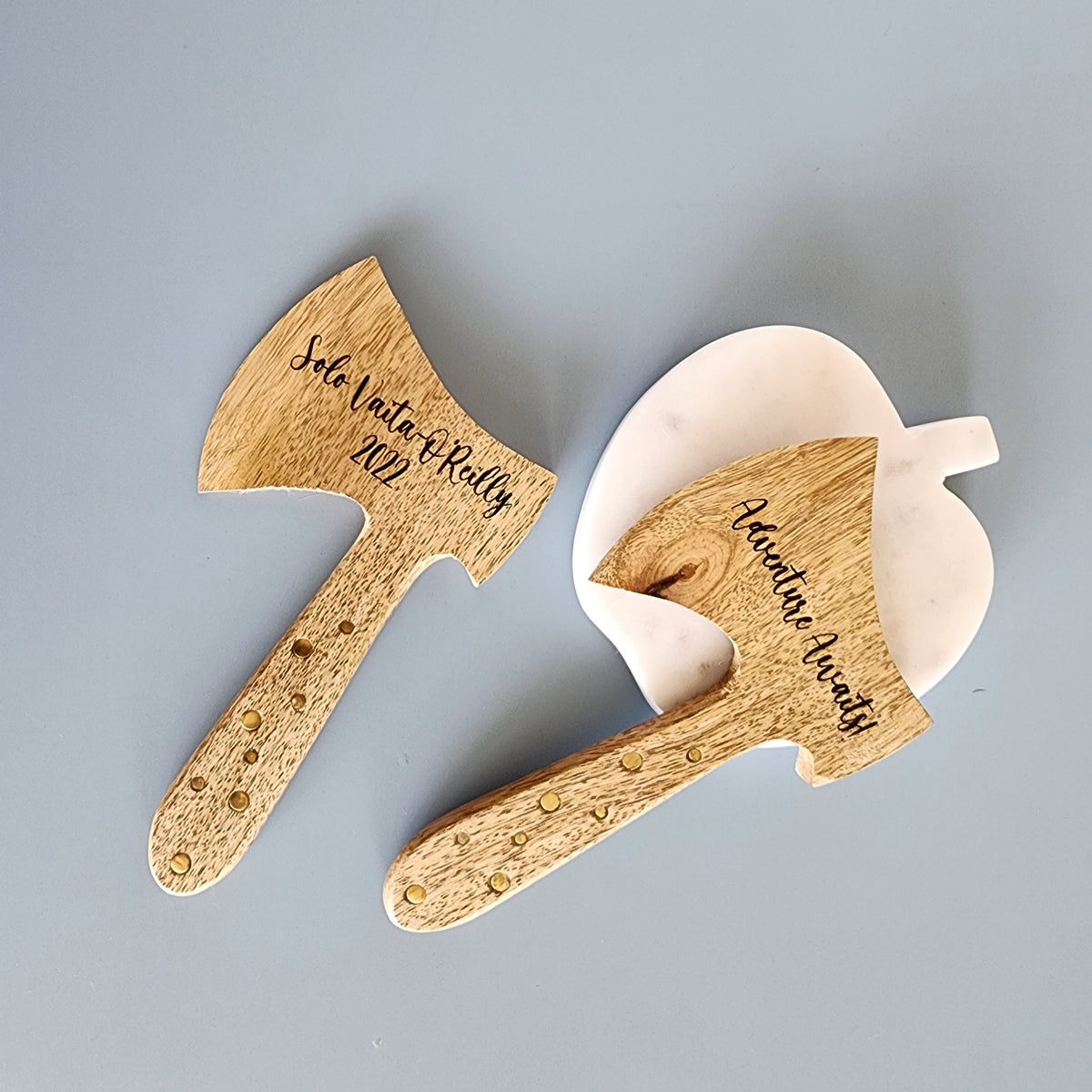 Personalized Wood Axe Spreader Set - Wood Cheese Knives Set - Laser En ...